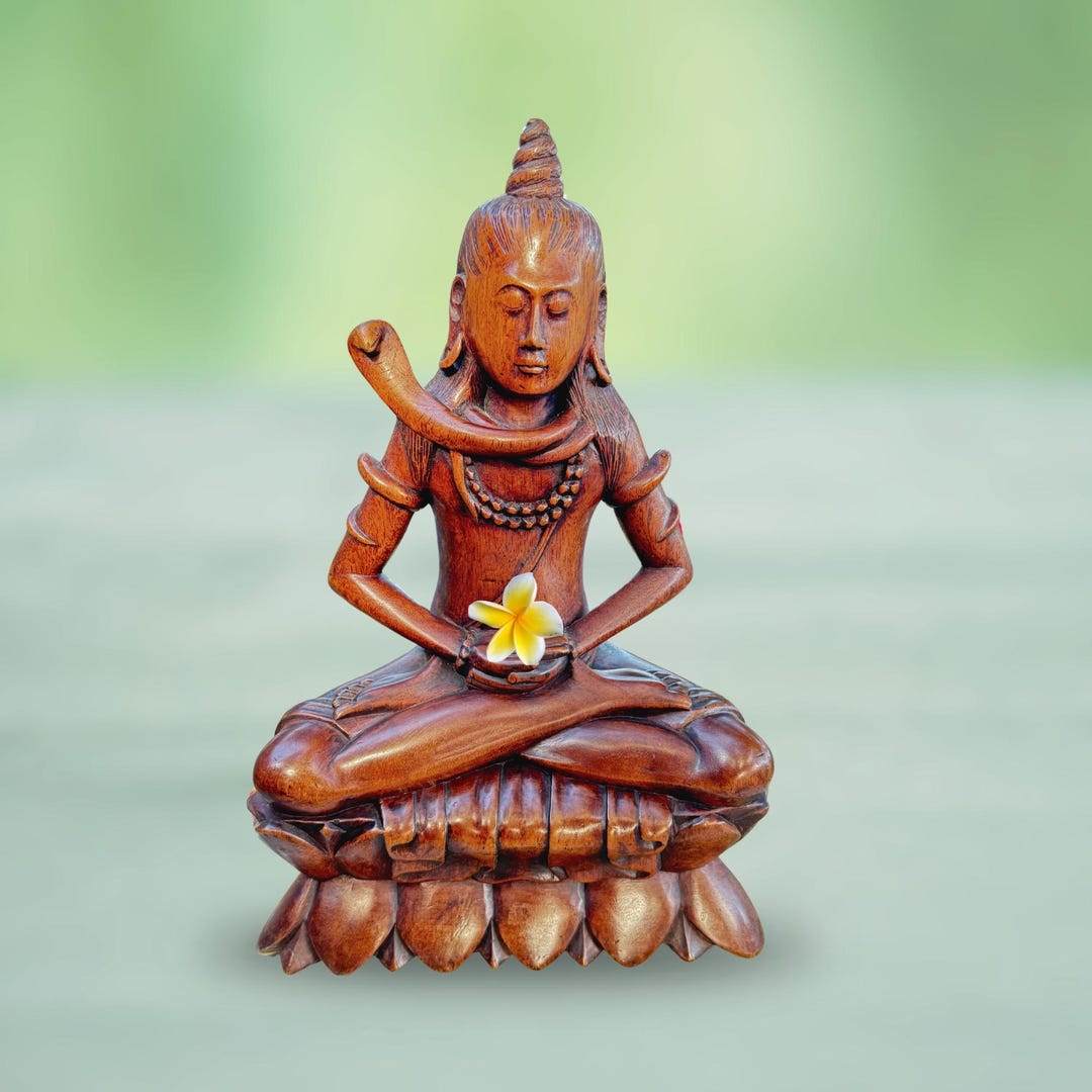 Lotus Pose Shiva Sculpture Lord of the Universe Statue Wood Carving ...