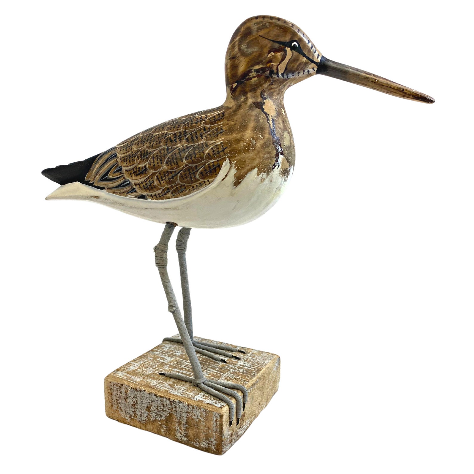 Spotted Sandpiper Curlew Bird Sculpture Hand Carved & Painted Wood ...