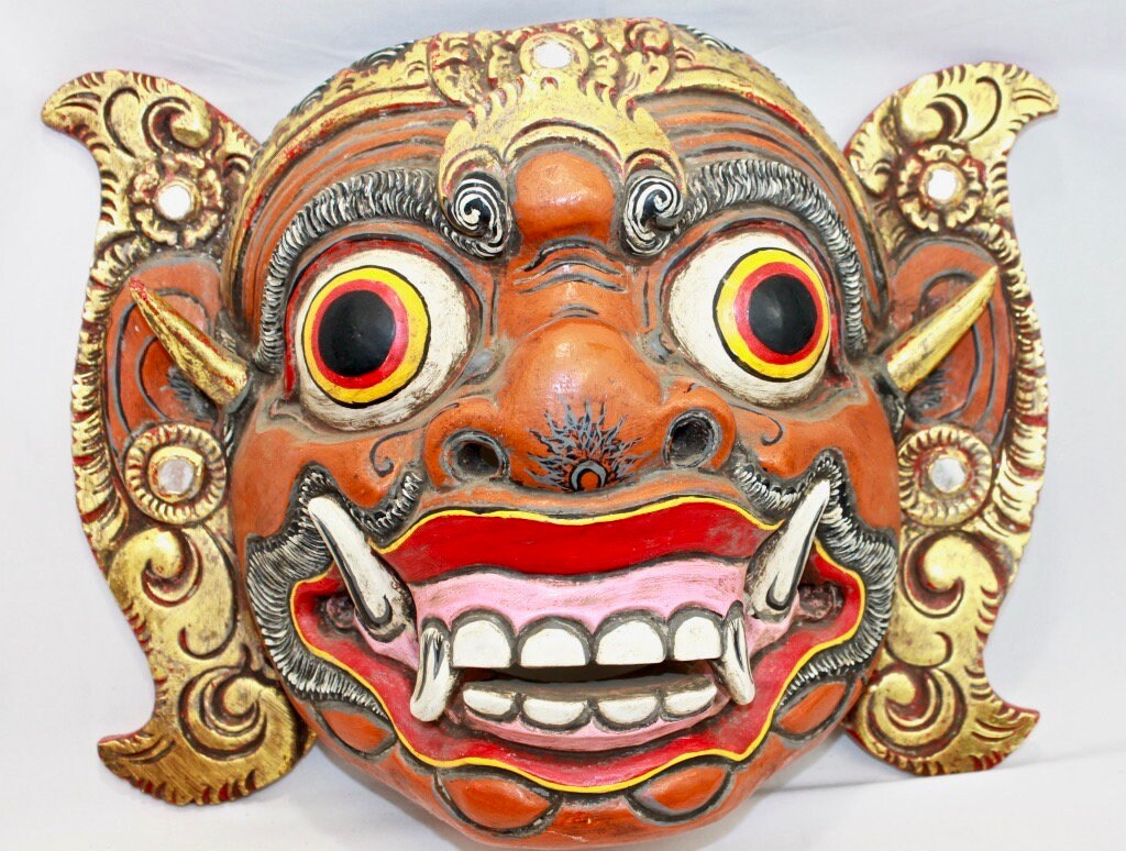 Balinese Raksasa Demon Mask Topeng Hand Carved Wood Polychrome | Etsy