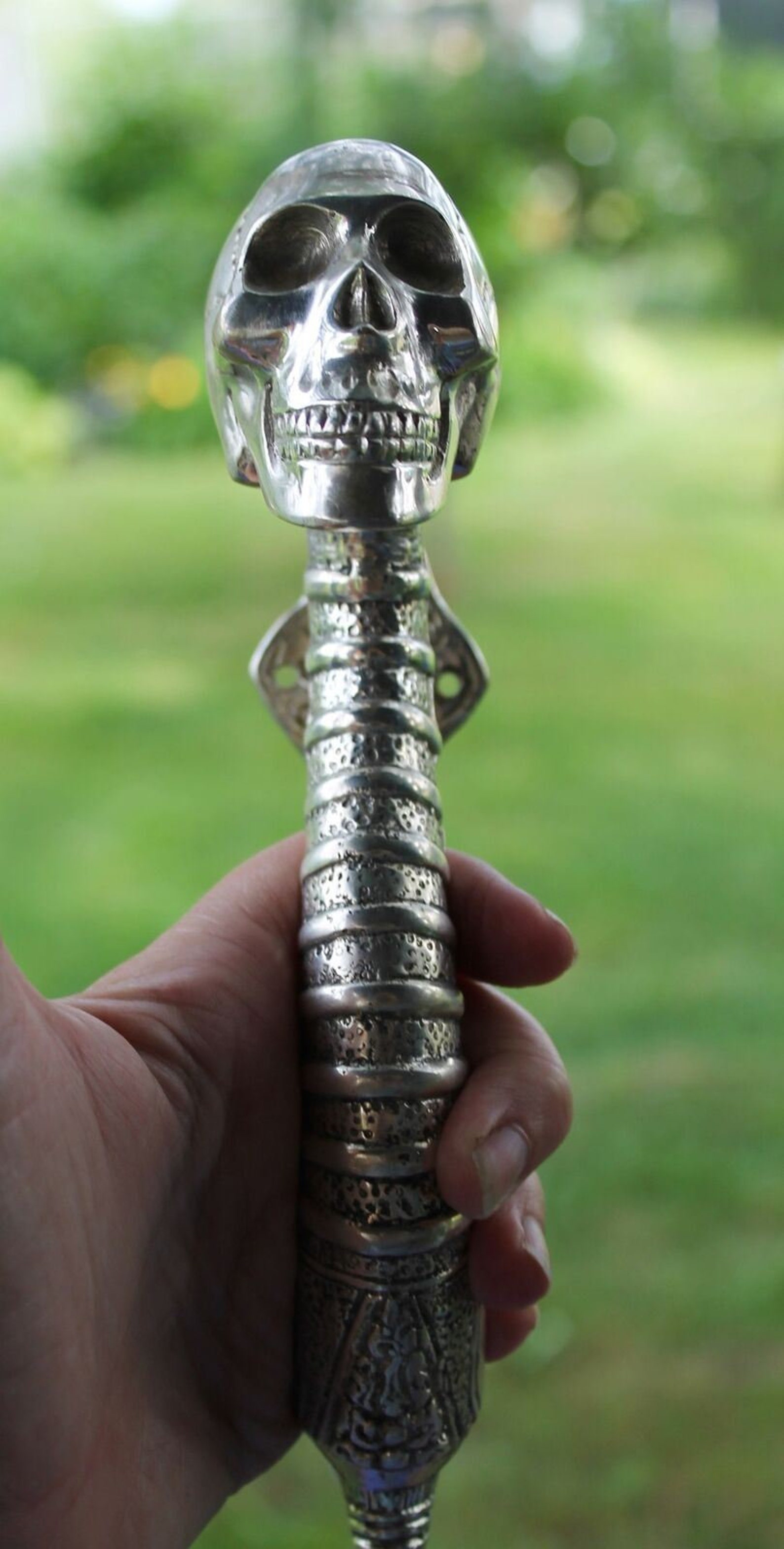 Gothic Skull Bronze Door Handle Knob Pull Cast Silvered - Etsy