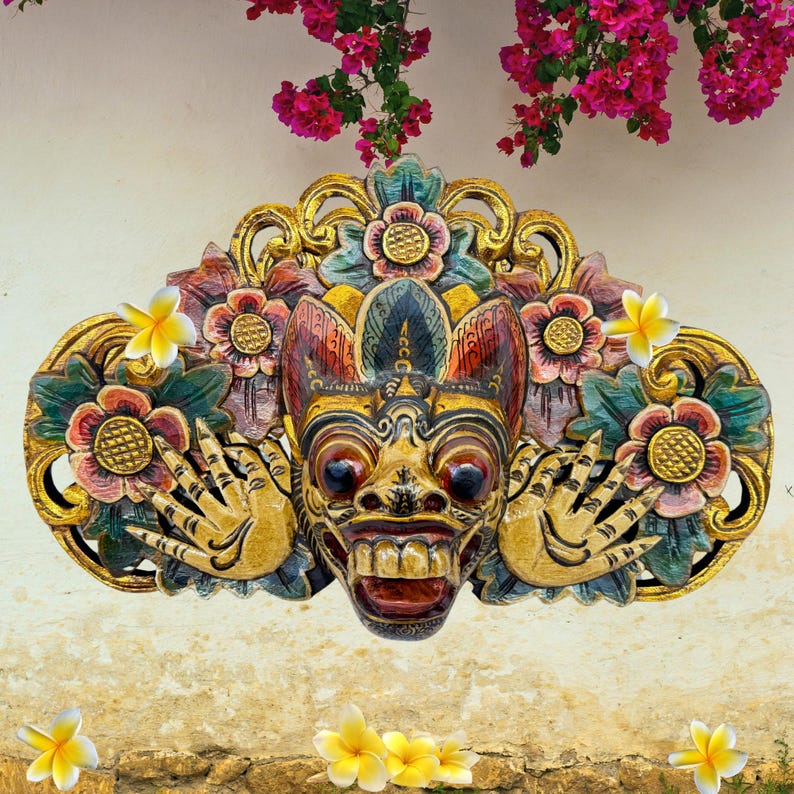 Balinese Barong Demon Mask: Hand Carved Wood Bali Art, Bhoma Guardian ...