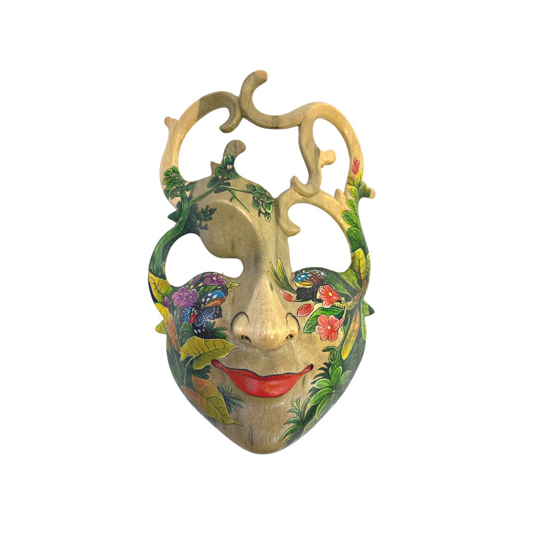 Balinese Mask Rainforest Goddess Abstract Mask Hand Painted Bird ...