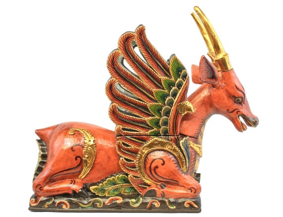 Balinese Winged Deer Statue Temple Guardian Sculpture Hand | Etsy
