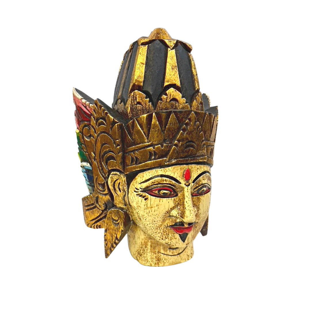 Lord Rama Bust Mask Ramayana Wall Art Hand Carved Wood Traditional ...