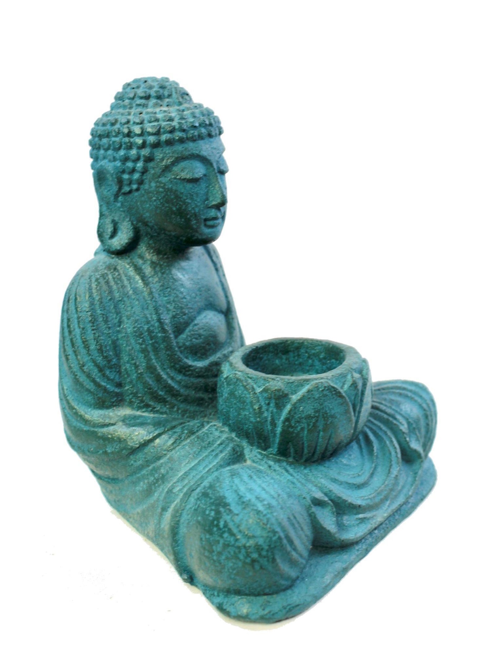 Lotus Pose Buddha Garden Statue Candle Holder Cast Lava Stone - Etsy