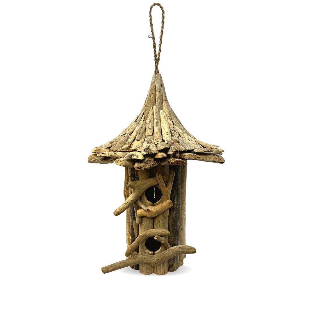 Rustic Bird House Driftwood Birdhouse Bird Cottage Fairy House Garden ...