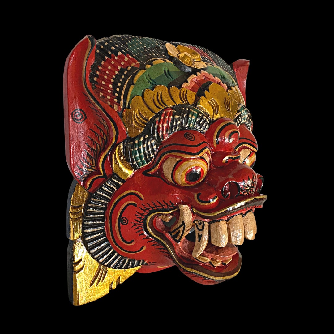 Balinese Barong Mask Bhoma Guardian Protector Bali Folk Art Carved Wood ...