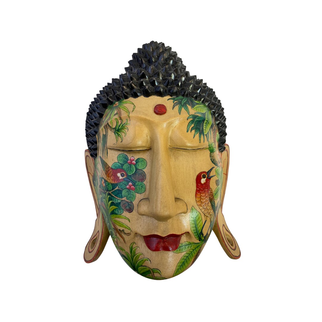 Forest Mystic Tattoo Buddha Mask Wall Art Sculpture Balinese - Etsy