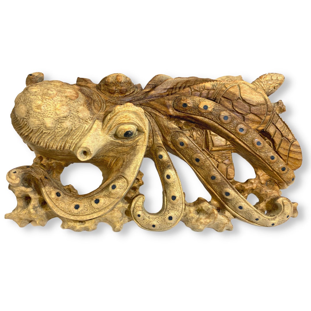 Octopus Marinelife Wood Carving Sea Turtle Fish Cellapod Kraken ...