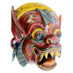 Balinese Hanuman Monkey Mask Carved Wood Bali Folk Art| Demon Guardian ...