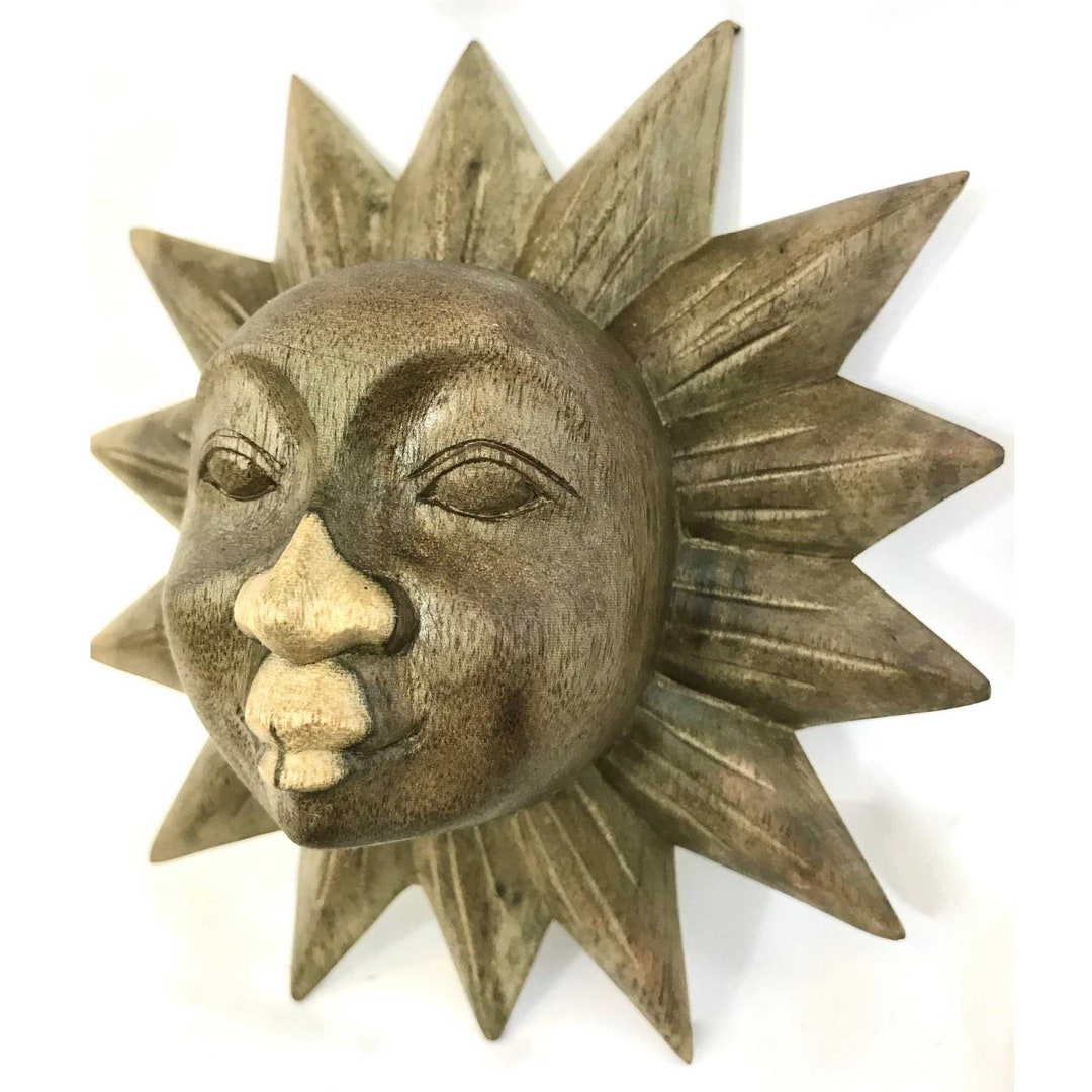 Sunburst Sun Surya Mask Wall Art Sculpture Handmade Carved - Etsy