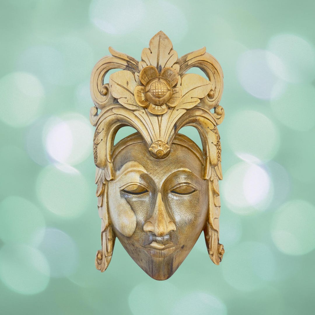 Balinese Mask Dewi Sri Fertility Goddess Hand Carved Wood Carving Bali ...