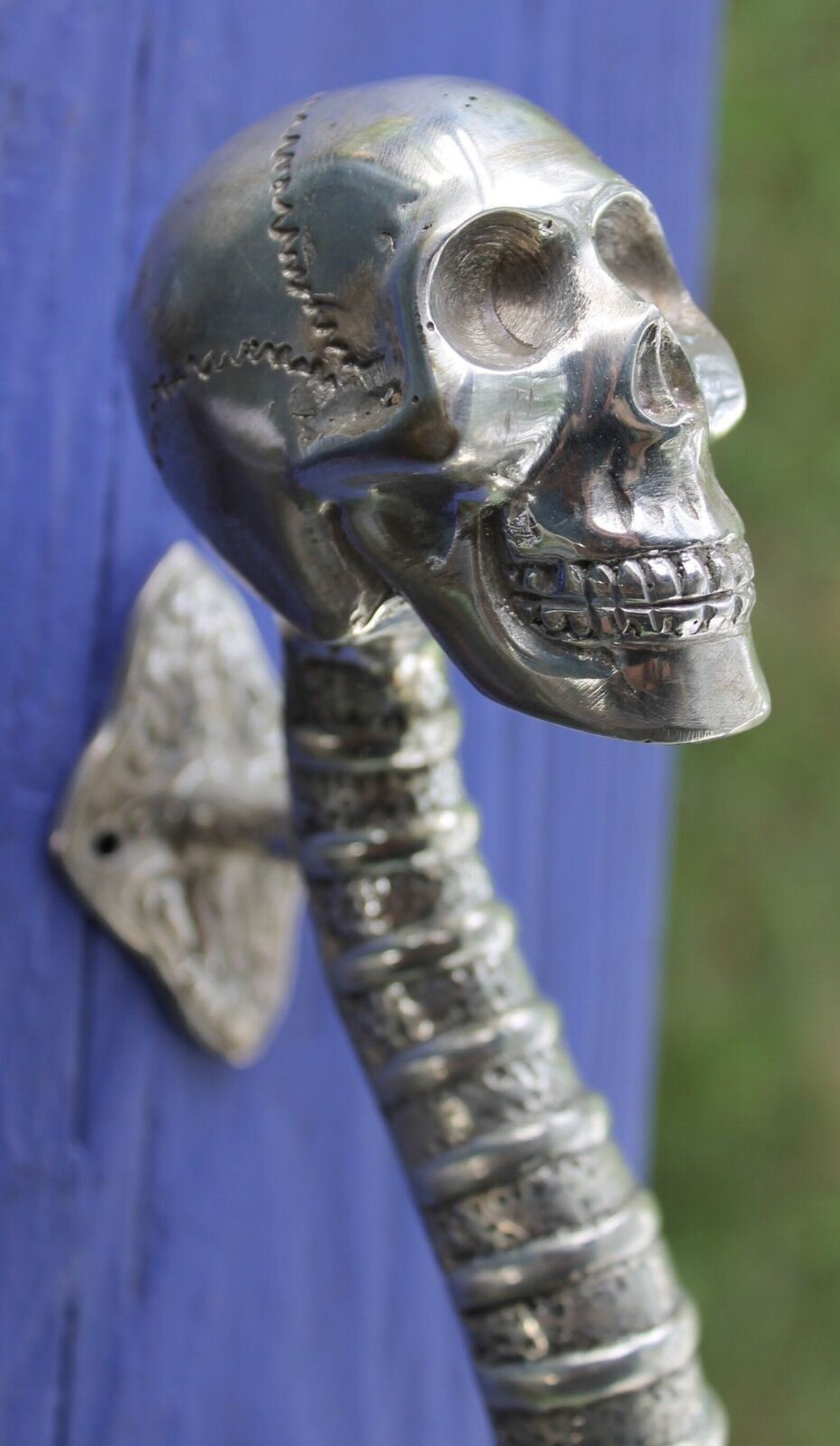 Gothic Skull Bronze Door Handle Knob Pull Cast Silvered - Etsy