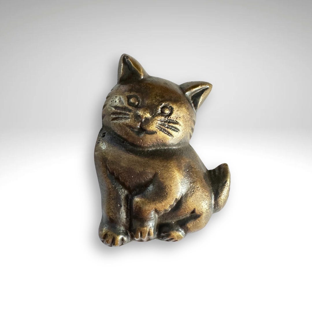 Cat Knob Handle Drawer Pull Kitten Kitty Handmade Solid Brass Childs ...