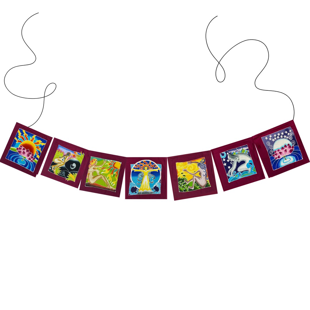 Batik Prayer Flags: Mother Earth Goddess Divine Feminine Wall Hanging ...