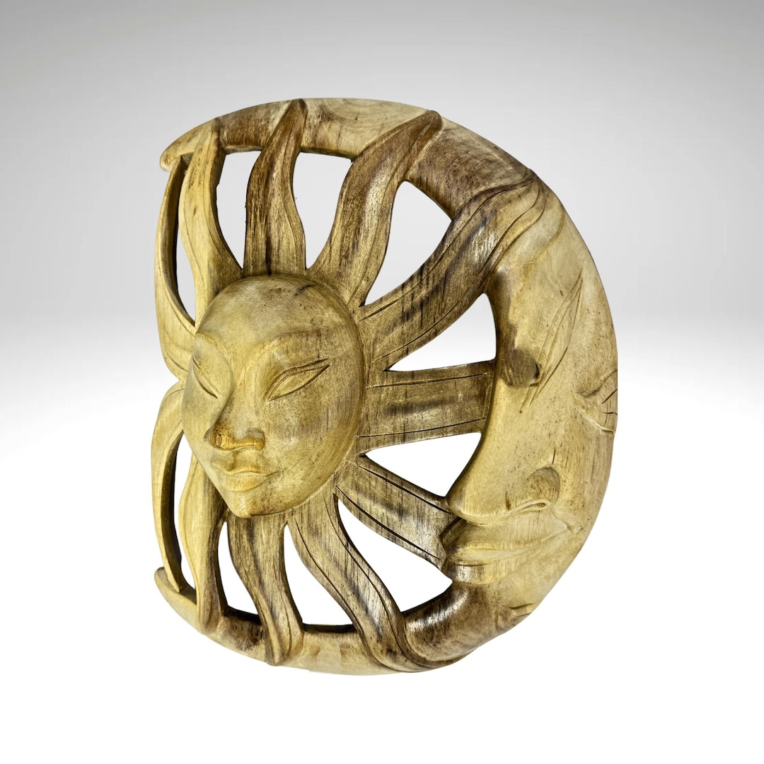 Vintage Wind Blown Sun & Moon Sunburst Celestial Wall Art Plaque ...