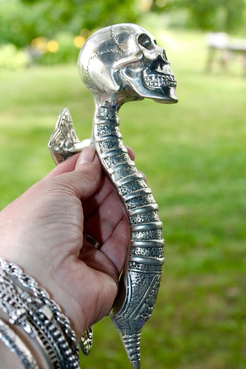 Gothic Skull Bronze Door Handle Knob Pull Cast Silvered - Etsy