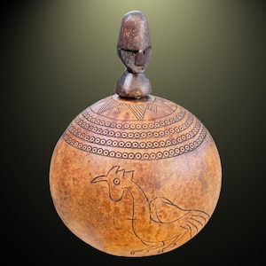 Betel Nut Hand Carved Calabash Gourd Medicine Container Human Figure ...