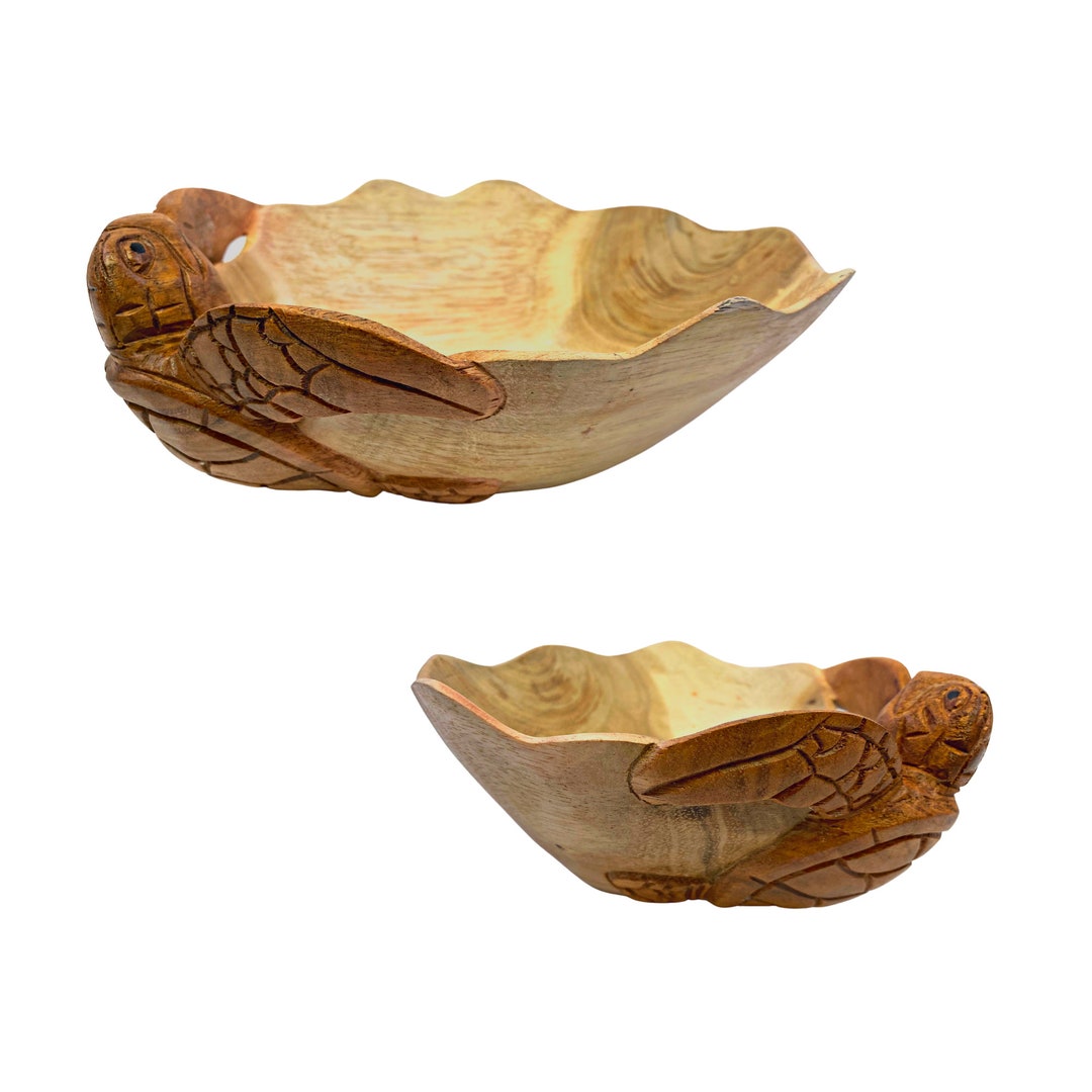 Sea Turtle Fruit Bowl Hand Carved Wood Wooden Bowl Nautical Wooden ...