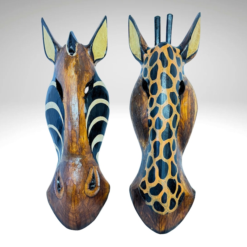 Carved Wooden Animal Mask - Etsy