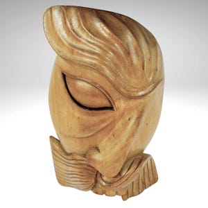 Balinese Demon Mask Hand Carved Bondres Abstract Art One Eyed Mustache ...