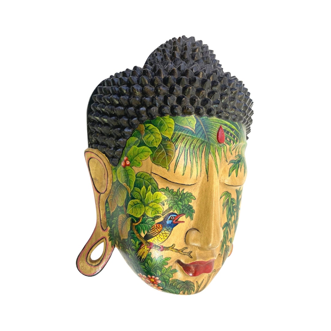 Jungle MONK Tattoo Buddha Mask Wall Art Sculpture Balinese Miniature ...