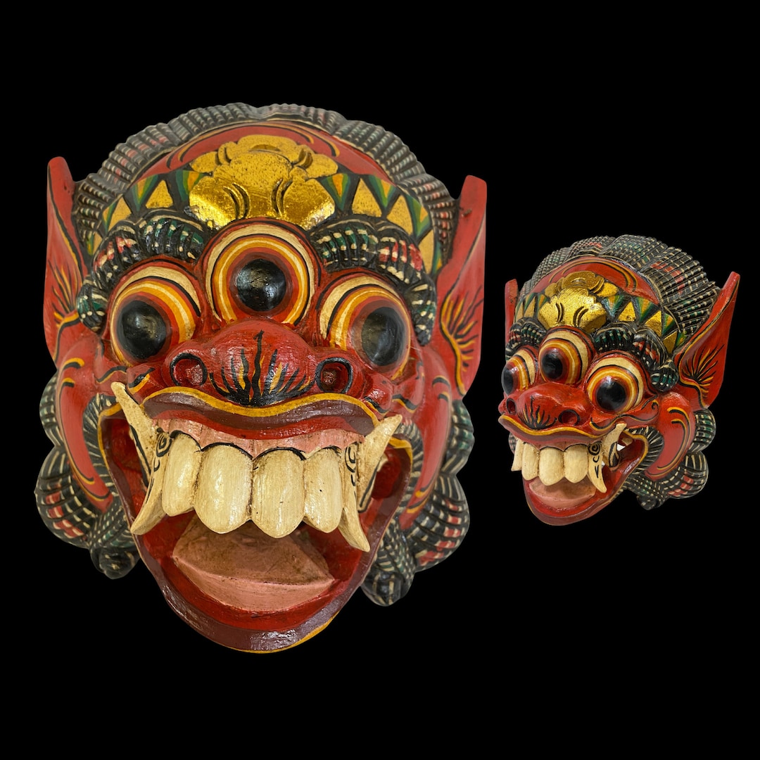 Balinese Mask Three Eyed Demon Rakshasa | Carved Bali Folk Art Mask ...