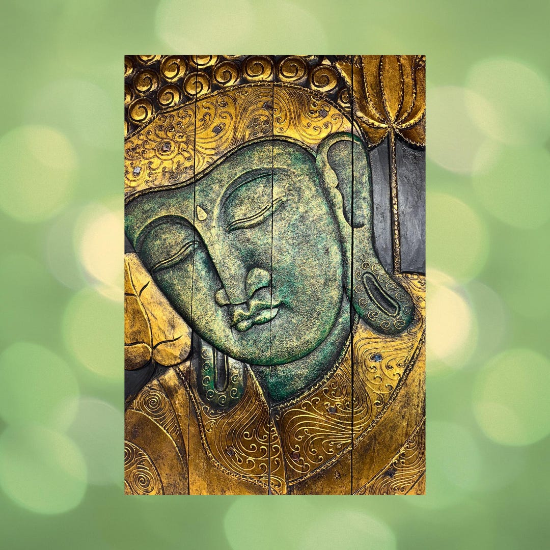 Buddha Carved Wooden Panel Wall Art Folding Screen Wood Carving ...