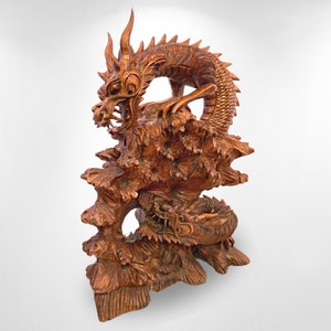 Twin Dragon Cosmic Naga Basuki Antaboga Statue Hand Carved Suar Wood ...