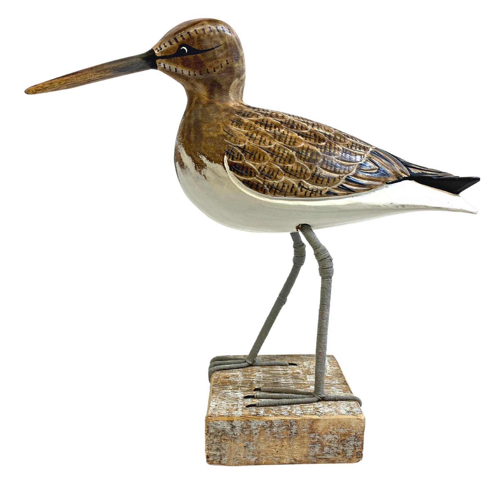 Spotted Sandpiper Curlew Bird Sculpture Hand Carved & Painted Wood ...