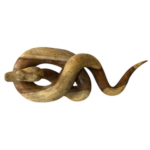 Python Boa Constrictor Snake Statue Handmade Carved Wood Carving ...