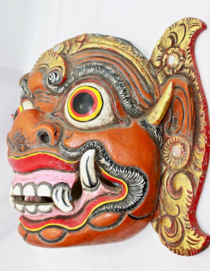 Balinese Raksasa Demon Mask Topeng Hand Carved Wood Polychrome | Etsy