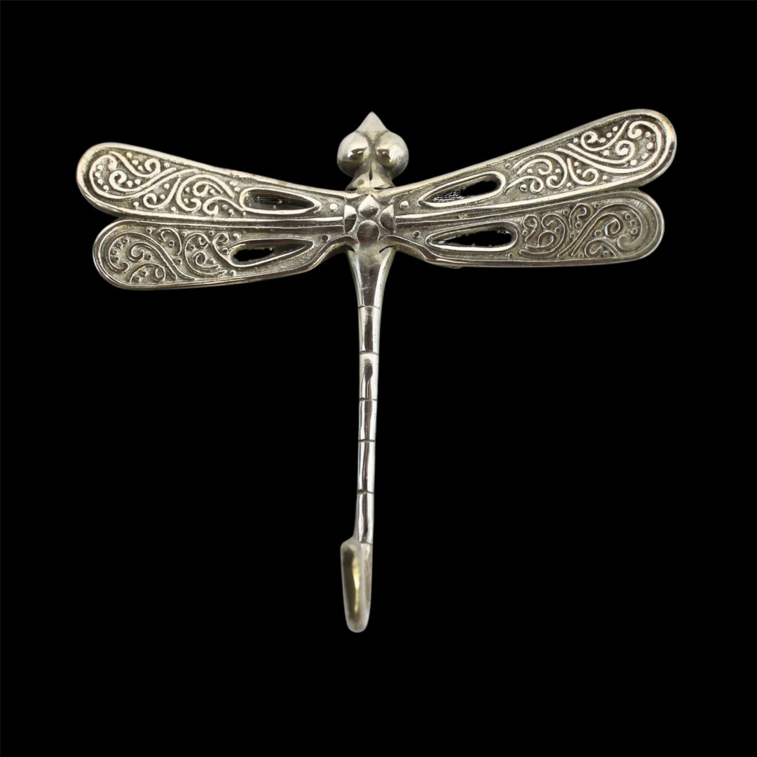 Dragonfly Wall Coat Hook Handmade Silvered Solid Cast Bronze Metal ...