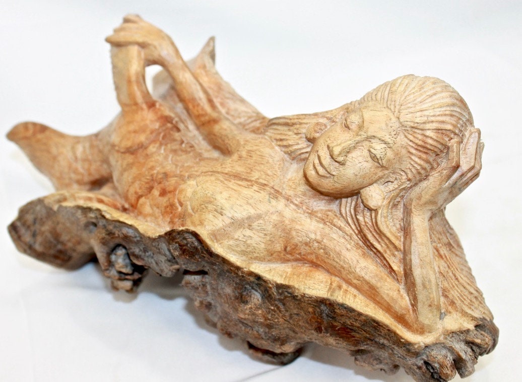 Mermaid Statue Parasite Mushroom Wood Carving Sculpture Bali - Etsy België