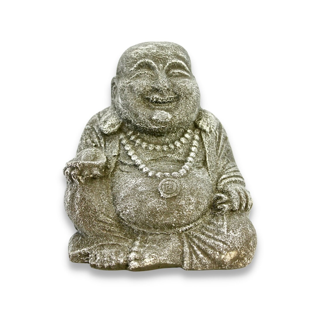 Hotei Prosperity Buddha Garden Statue Handmade Cast Lava Stone Bali ...