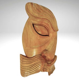 Balinese Demon Mask Hand Carved Bondres Abstract Art One Eyed Mustache ...