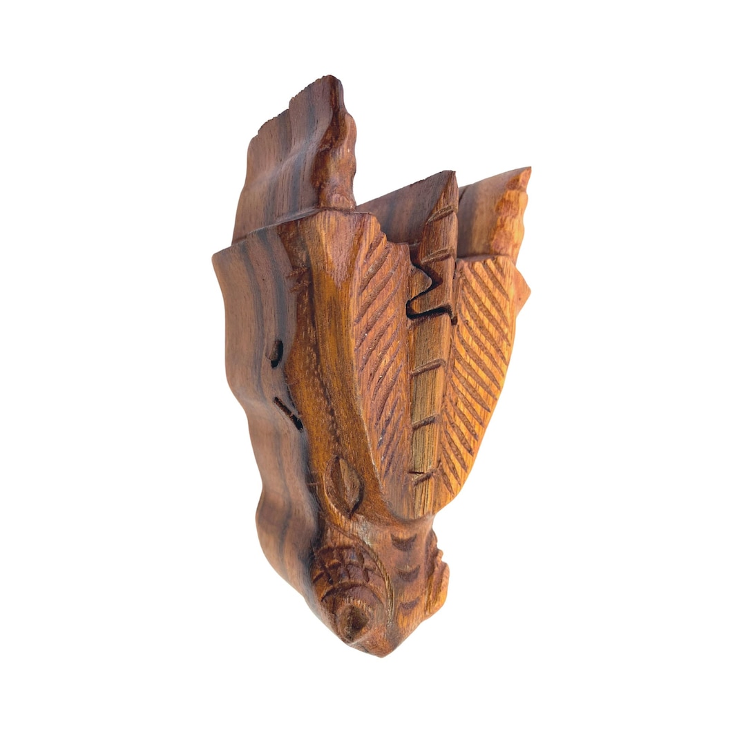 Hand Carved Suar Wood Dragon Puzzle Box: Gothic Stash Box - Etsy