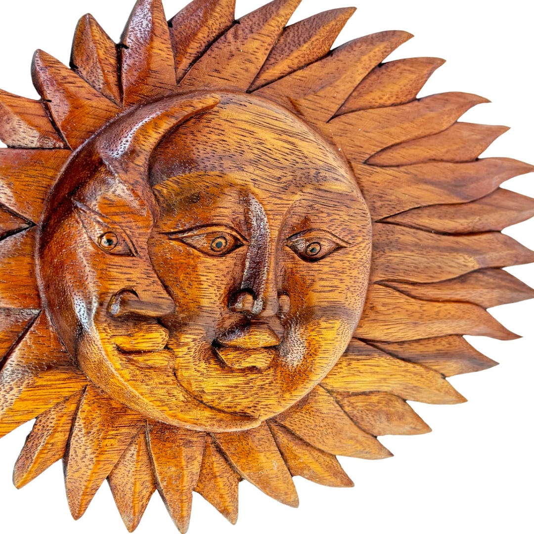 Wind Blown Sun & Moon Sunburst Celestial Wall Art Plaque Half MOON ...