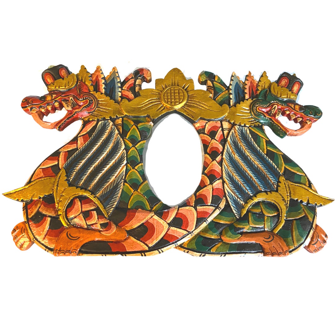 Balinese Twin Naga Dragon Panel Wall Art Architectural Relief Carved ...