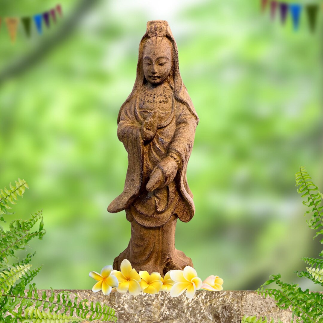 Guanyin Garden Statue Quanyin Kwanyin Goddess of Mercy Cast Lava Stone ...