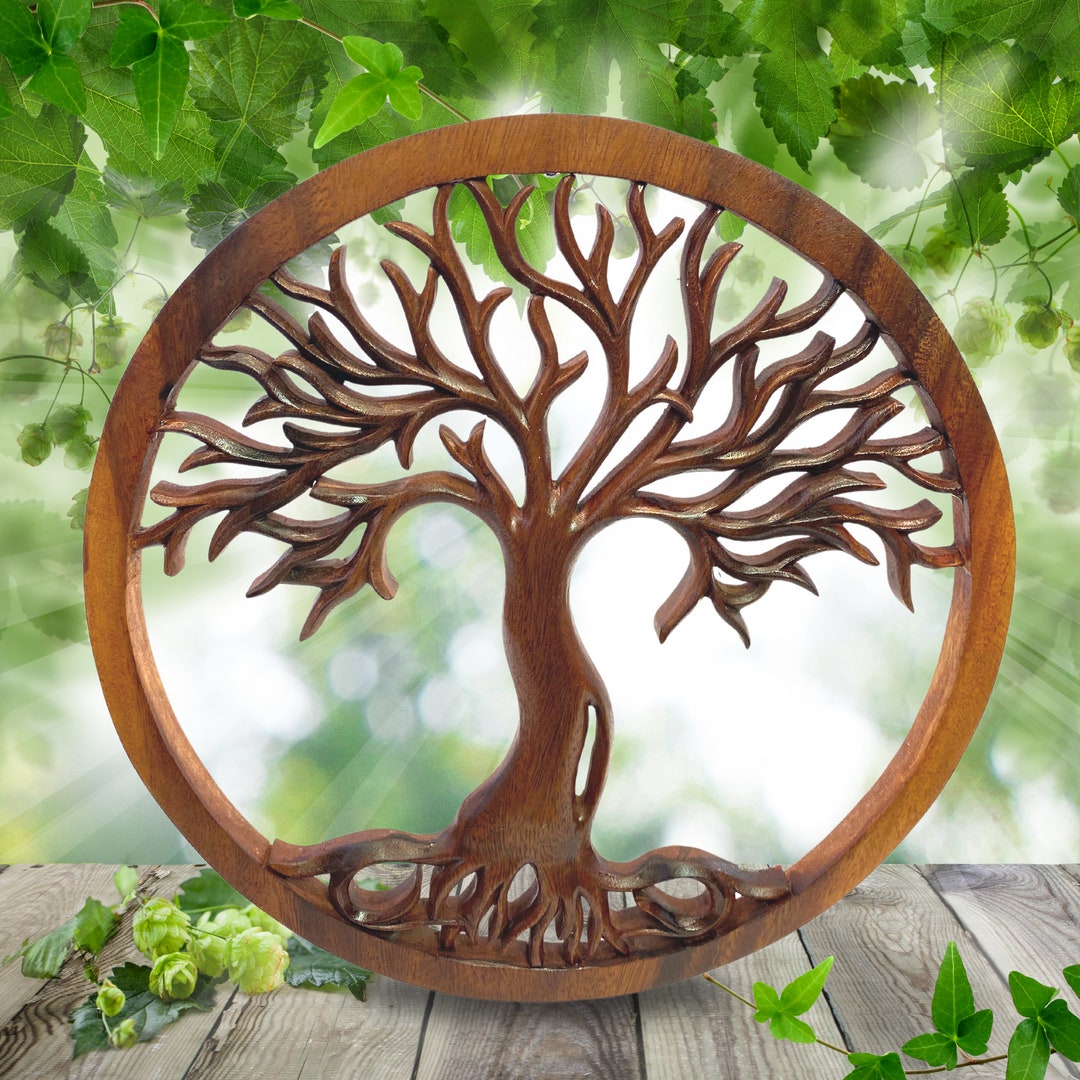 Hand Carved Wood Tree of Life Wall Art Plaque: Balinese Wood Carving - Etsy