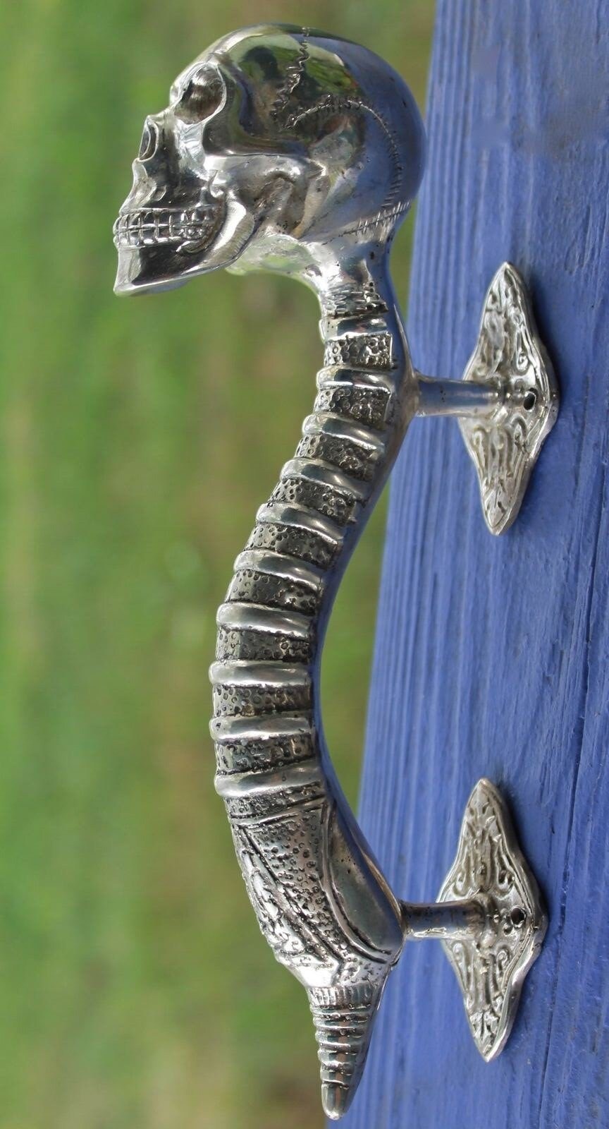 Gothic Skull Bronze Door Handle Knob Pull Cast Silvered - Etsy