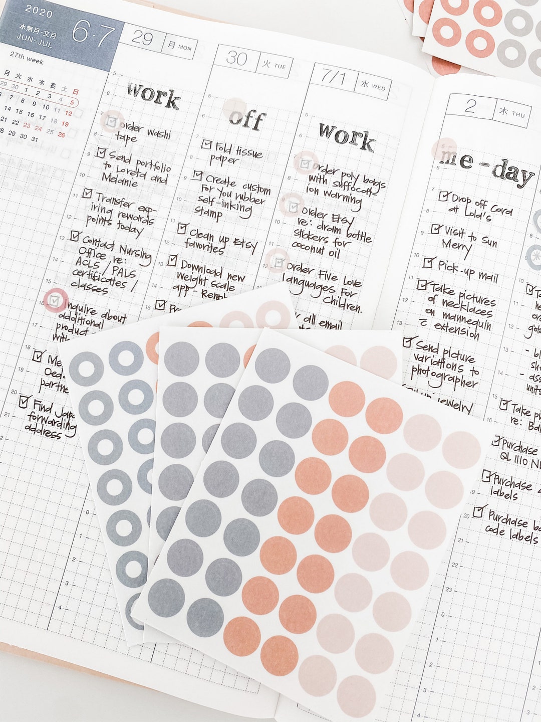 SS06 Transparent Dot Planner Functional Reminder Weekly Monthly Color ...