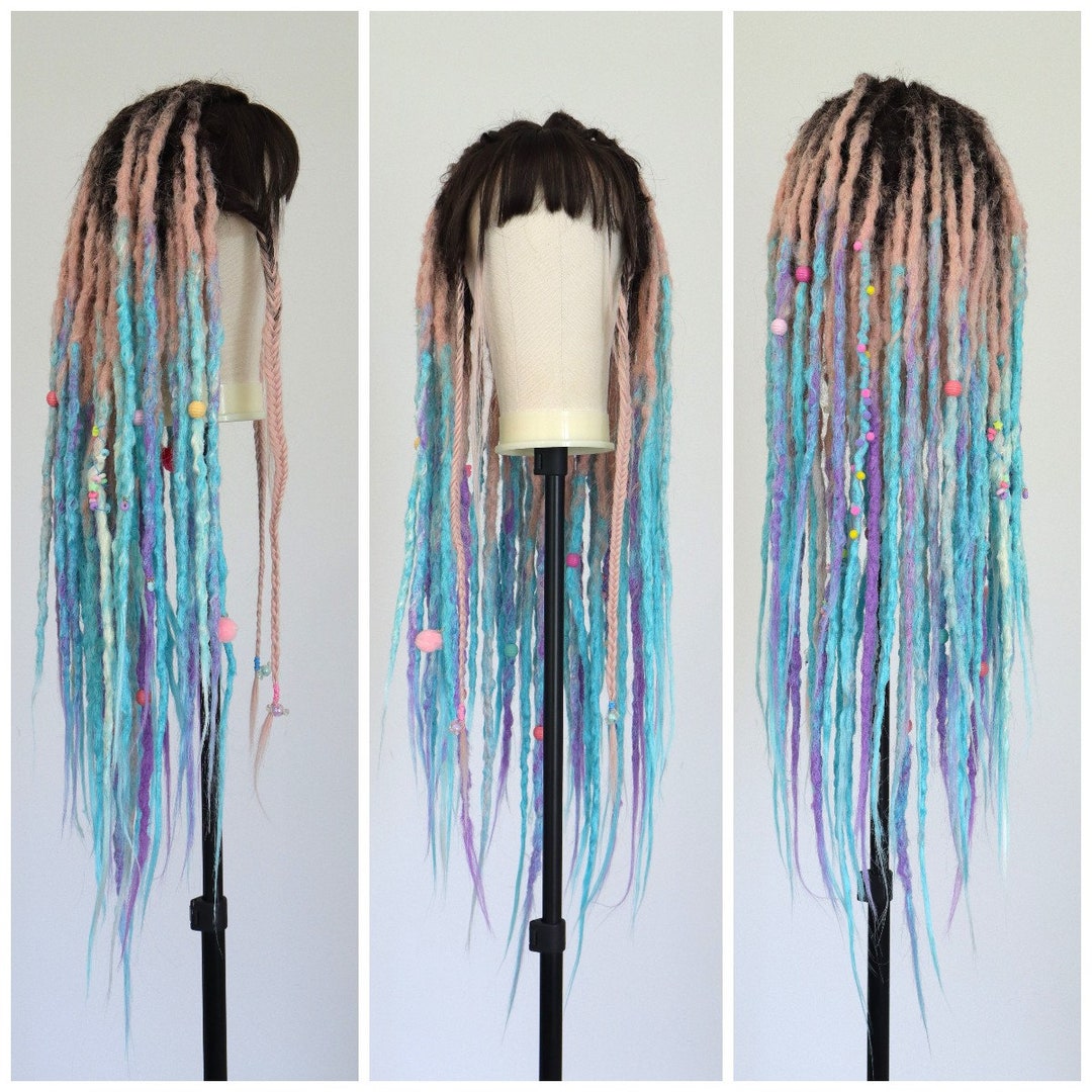 Dread Wig Lace Front Synthetic Crochet Dreadlock Pastel Pink Candy Wig ...