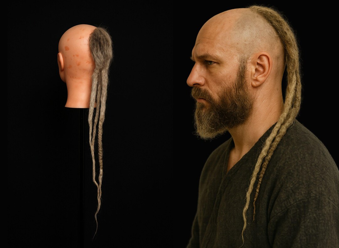 Men's Viking Style Dread Wig, Men Toupee - Wig Tape- Synthetic ...