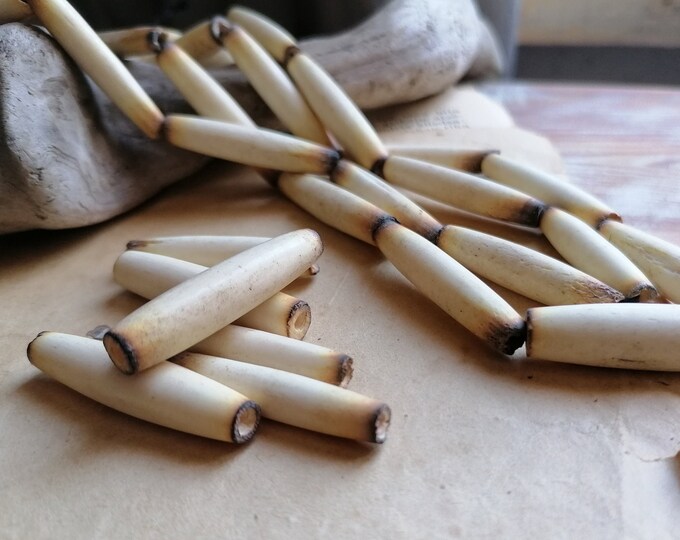 Rustic Cane Beads Bone Tube Beads Rustic Bone Pipe Beads 35mm | Etsy