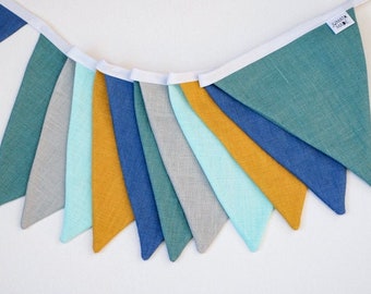 Bright Fabric Pennant Bunting String Linen Banner Flags - Etsy