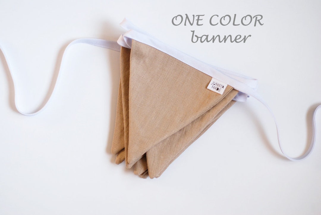 Beige Linen Pennant Banner: Reusable Indoor Outdoor Bunting - Etsy