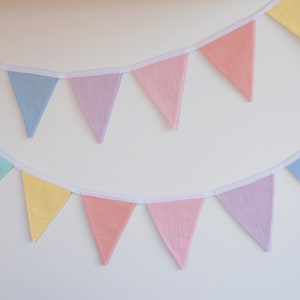 Rainbow Colorful Pennant Bunting String Garland, Pastel Pink Yellow ...