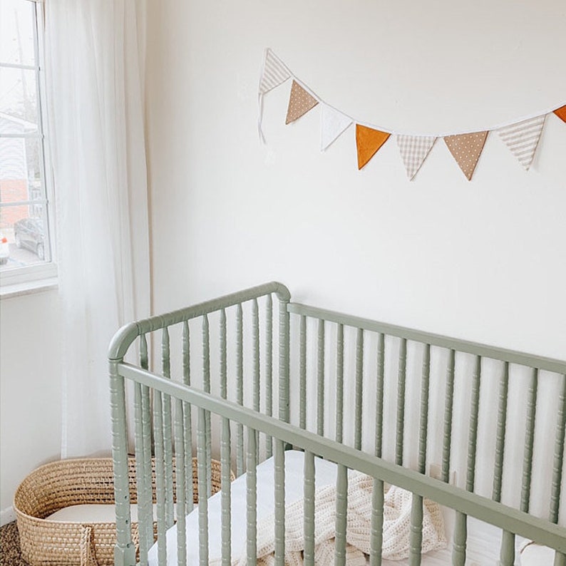 Sage Green Beige Mustard Fabric Bunting Banner Linen Pennant - Etsy